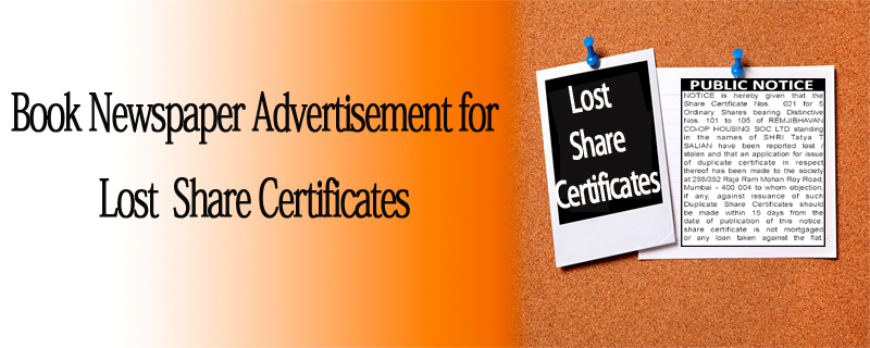 Lost Share Certificates Ad Booking Online ReleaseMyAd Blog